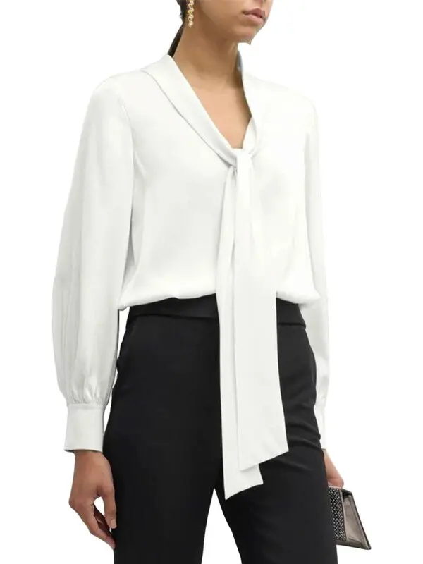 UNGARO Ella Tie-neck Silk Blouse - Ivory