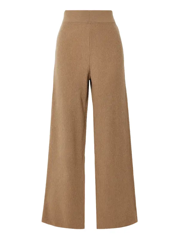 Le Kasha Banvir Ribbed Wide-leg Pants - Brown