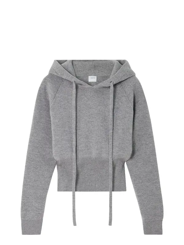 PATOU Appliquéd Merino Wool-blend Hoodie - Gray