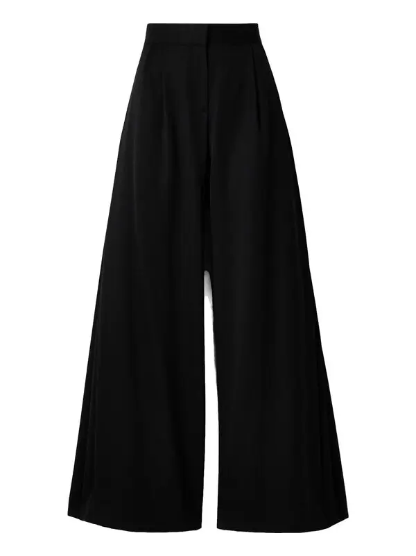 THE ROW Paras Pleated Wool-twill Wide-leg Pants - Black