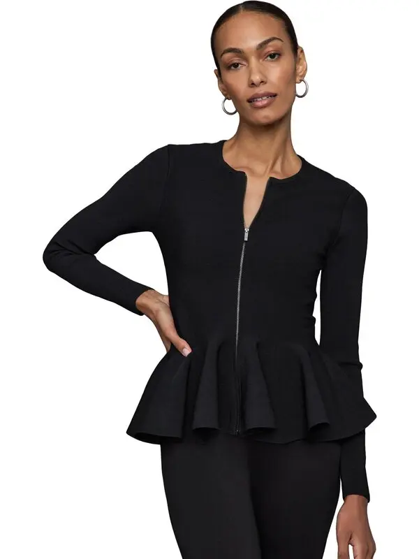 Carbon38 Peplum Zip Up - Black