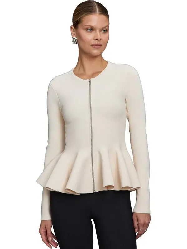 Carbon38 Peplum Zip Up - Cream
