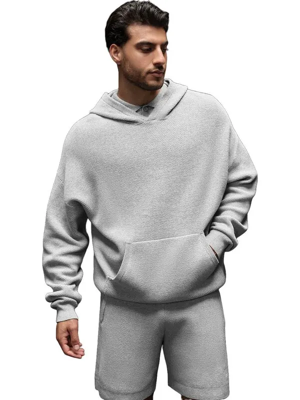 Alo Yoga Sports Club Sweater Knit Hoodie - Athletic Heather Grey