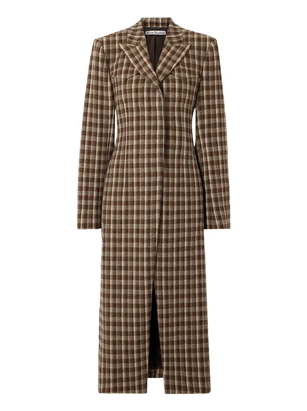 Acne Studios Checked Tweed Tailored Coat - Brown
