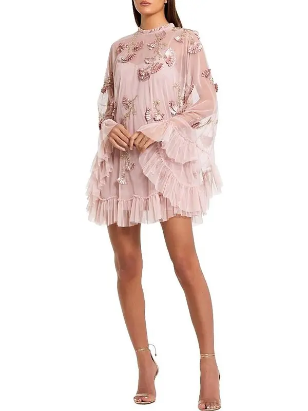 Mac Duggal Embellished A-line Mini Dress - Porcelain Gold