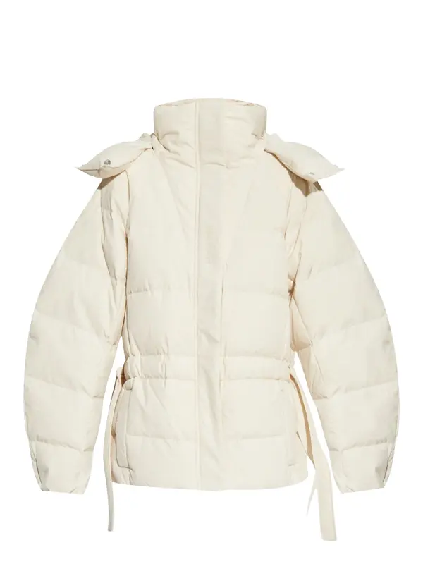 GANNI Embossed Logo Puffer Jacket - Neutrals
