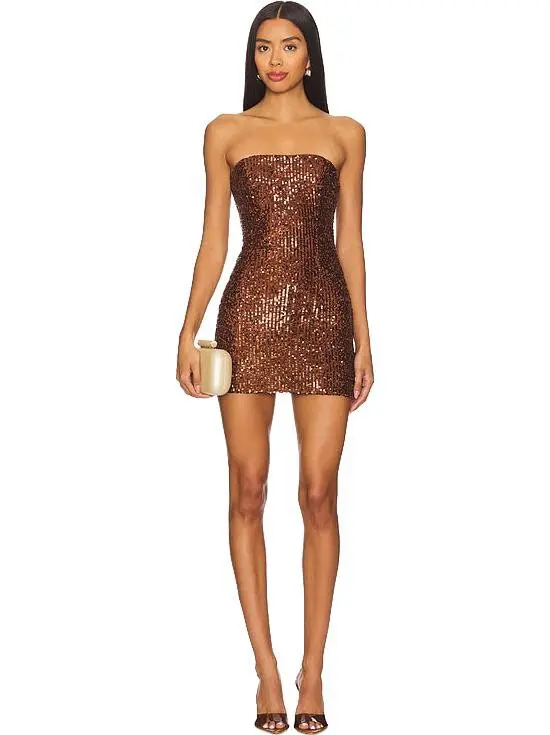 Nbd Janya Mini Dress - Metallic Copper