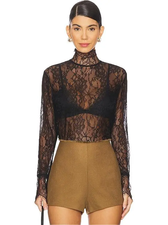 NONCHALANT LABEL Mary Lace Top - Black
