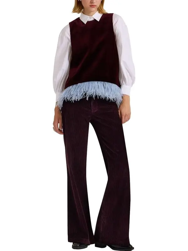 La DoubleJ High-waisted Flare Corduroy Trousers - Purple