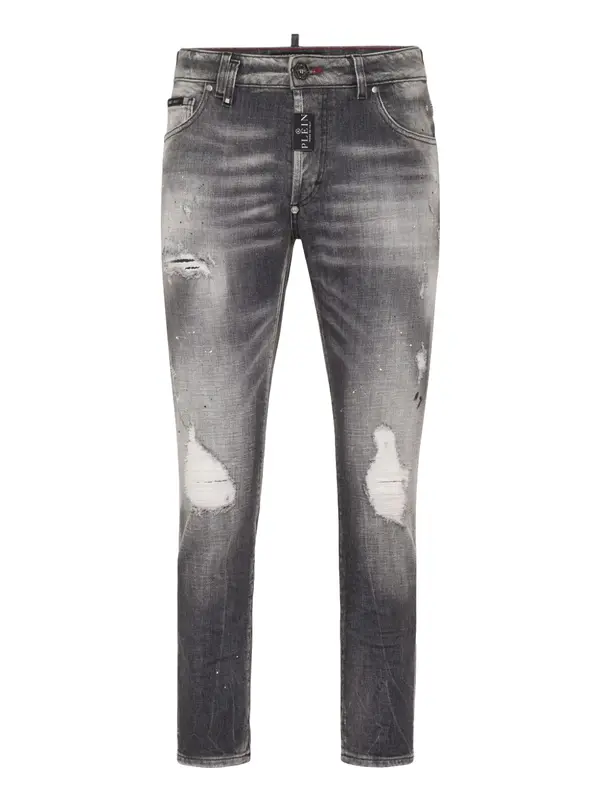 Philipp Plein Distressed Cropped Jeans - Grey
