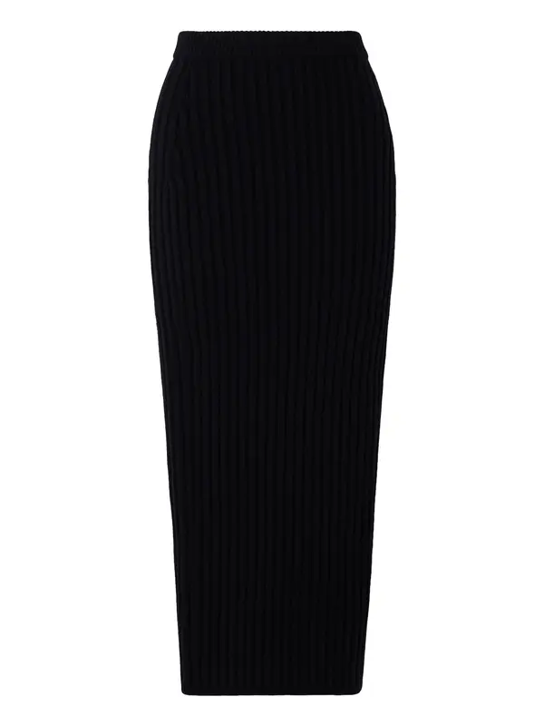 Max Mara Ribbed Wool-blend Maxi Skirt - Black