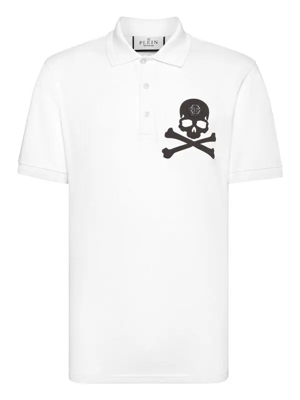 Philipp Plein Logo-print Cotton Polo Shirt - White
