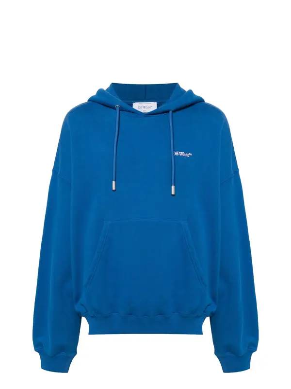 Off-White Cotton Hoodie - Blue