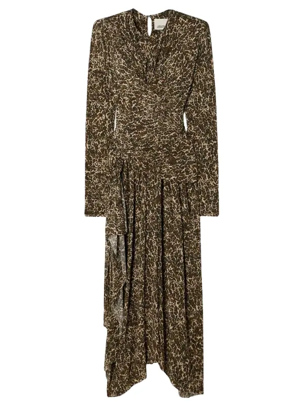 MARANT ETOILE Isabel Marant Zeidi Leopard-print Stretch-jersey Midi Dress - Brown