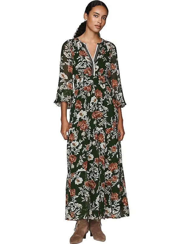 THE SOMERSET COLLECTION BY ANTHROPOLOGIE Chiffon Maxi Dress - Green Pattern