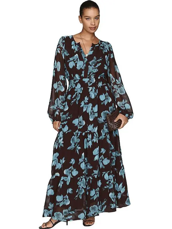 THE SOMERSET COLLECTION BY ANTHROPOLOGIE Long-sleeve Maxi Dress - Multi Floral