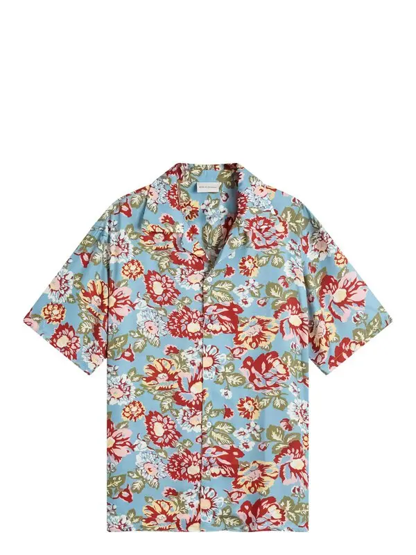 Drole De Monsieur Peony Print Vacation Shirt - Blue