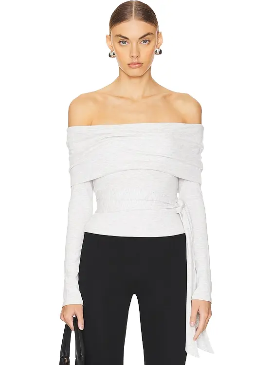 MORE TO COME Jani Off Shoulder Top - Heather Grey