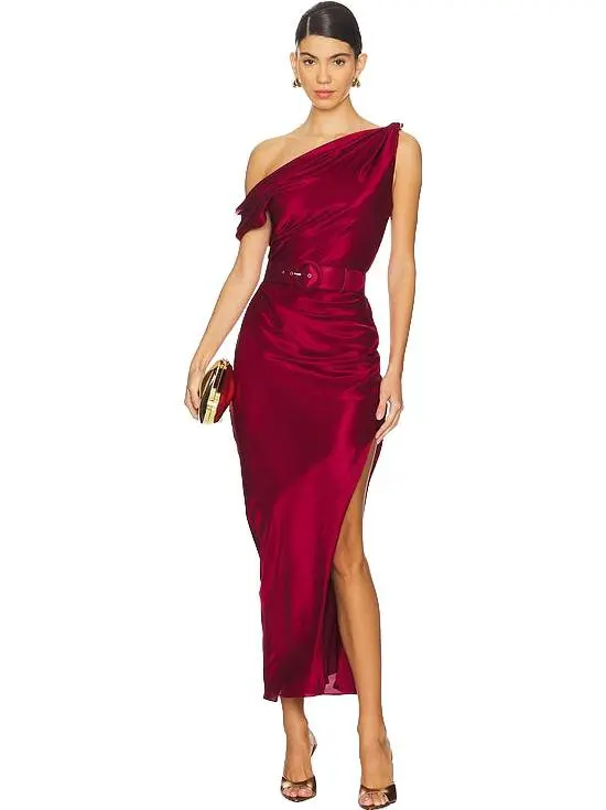 NICHOLAS Halle Off-the-shoulder Dress - Bordeaux