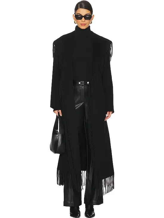 Simkhai Carrie Fringe Robe Coat - Black