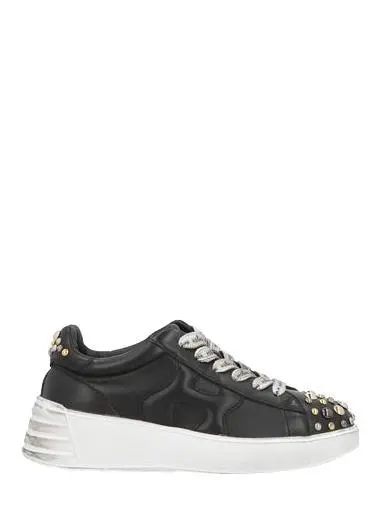 Hogan Leather Sneakers With Studs - Black