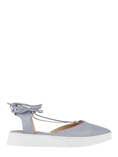 APEPAZZA Leather Ballet Flats With Lace-up Detail - Grey