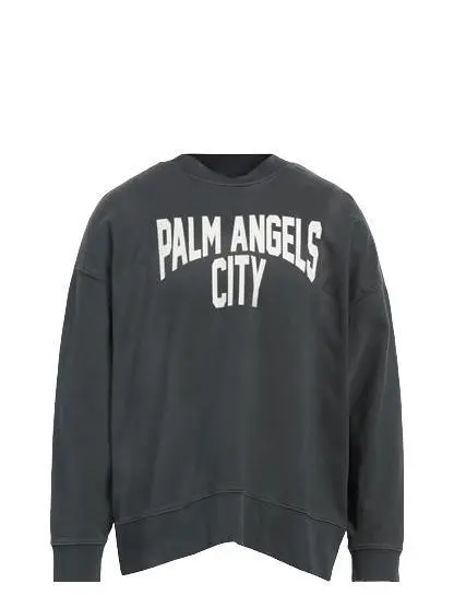 Palm Angels Lead Cotton Crewneck Sweatshirt With Logo Print - Grey
