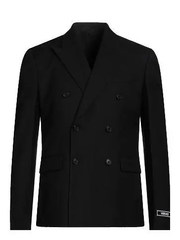 Versace Virgin Wool Double-breasted Blazer - Black