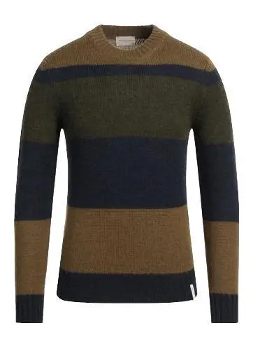 BROOKSFIELD Multicolor Striped Crew Neck Sweater - Military Green