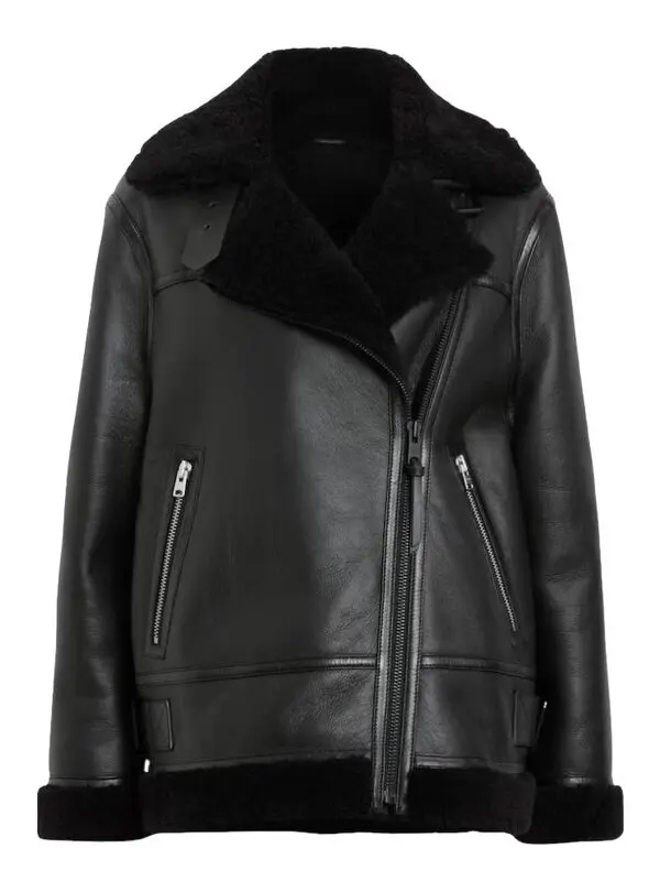 ALLSAINTS Sola Oversized Shearling Biker Jacket - Black