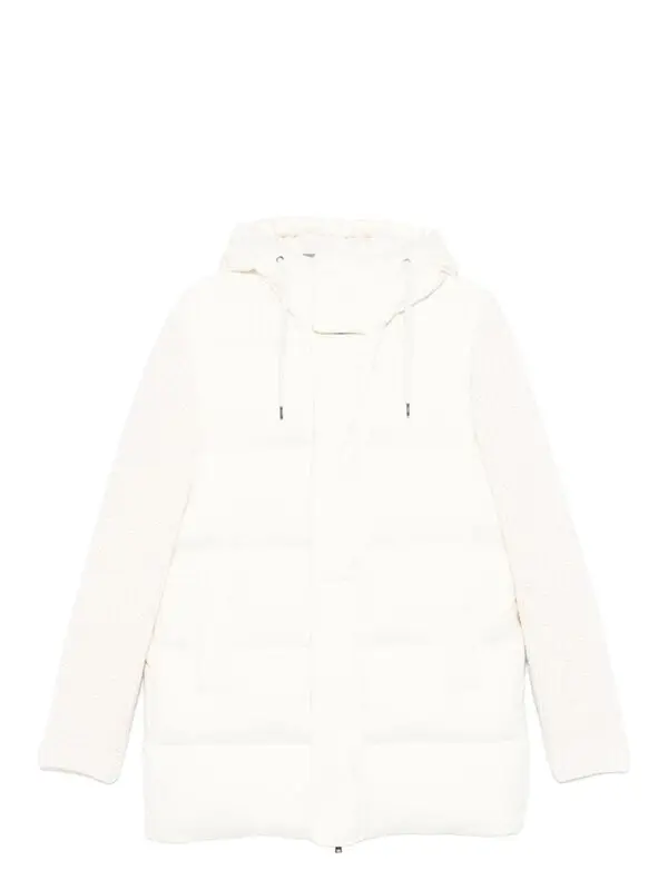 Herno Knitted Sleeve Down Coat - White