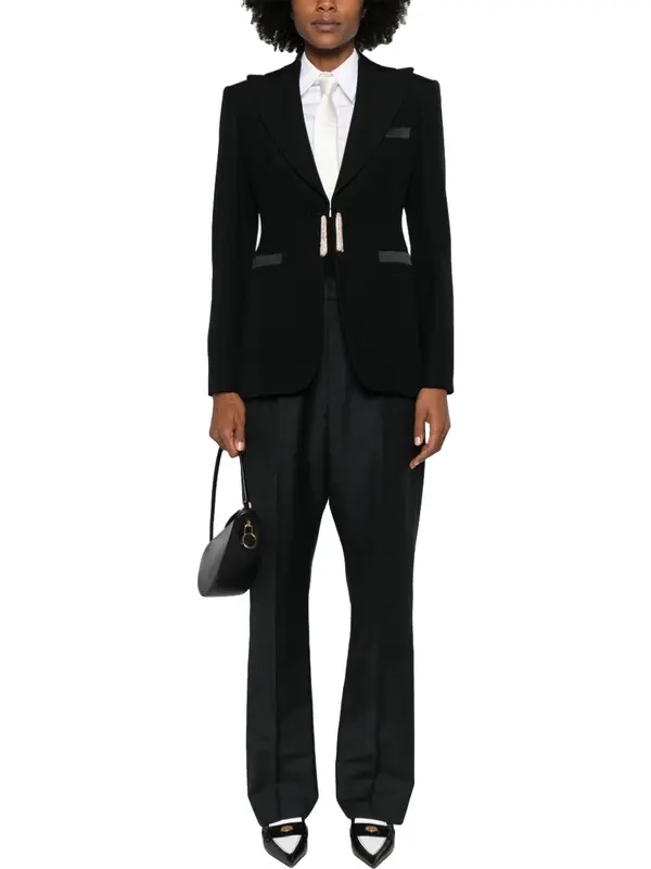Max Mara Tassel-detail Grain De Poudre Blazer - Black