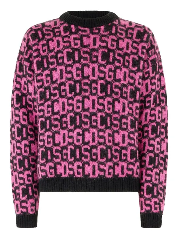Gcds Intarsia-knit Logo Jumper - Black