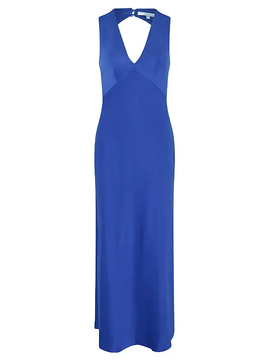 OMNES Tie-back Satin Maxi Dress - Blue Cobalt