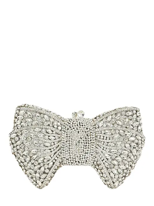 DUNE Enchant Bow Diamante-embellished Clutch - Silver Diamantes