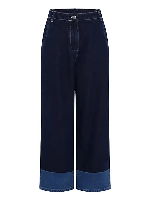 OMNES Portland Contrast Wide-leg Mid-rise Denim Jeans - Blue