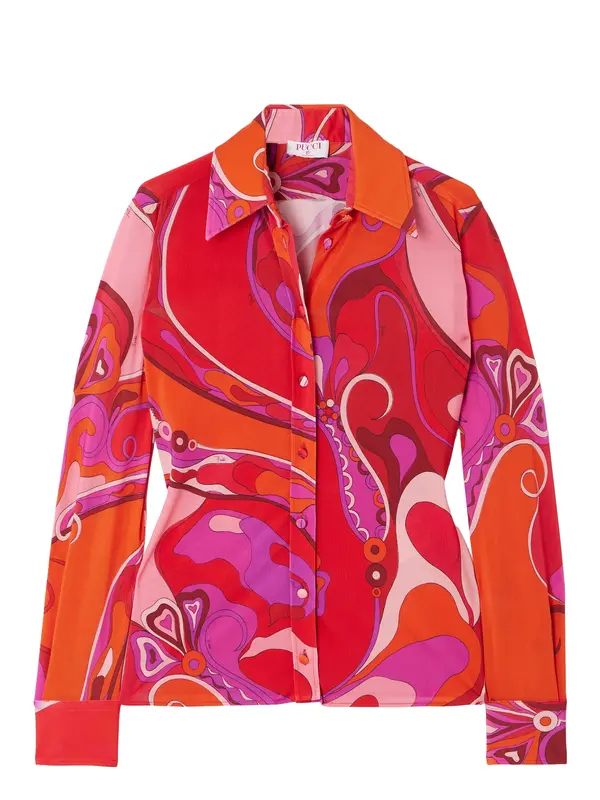 Emilio Pucci Printed Satin-jersey Shirt - Pink