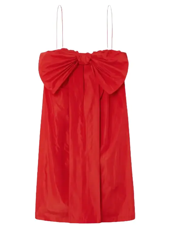 Bernadette Estee Bow-embellished Taffeta Mini Dress - Red