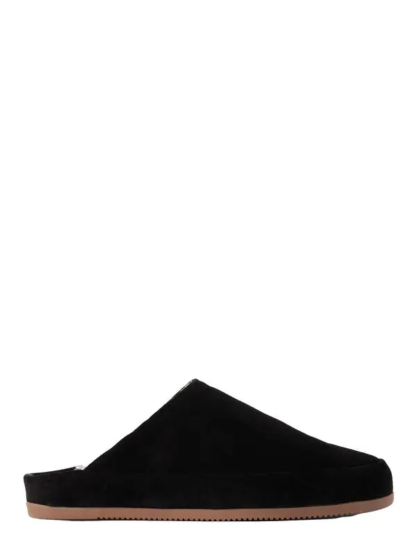 Mulo Shearling-lined Suede Slippers - Black
