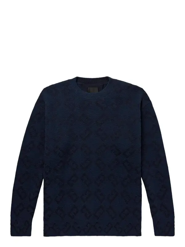 Givenchy Logo-jacquard Wool-blend Bouclé Sweater - Blue