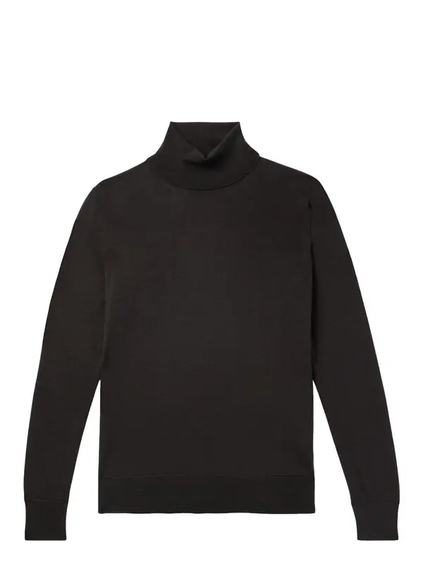 Zegna Cashmere And Silk-blend Rollneck Sweater - Brown