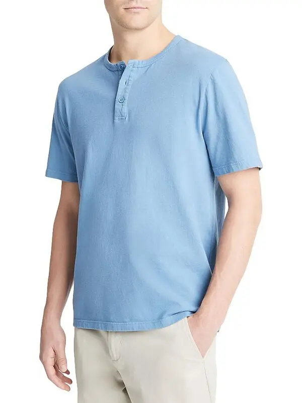 Vince Regular Fit Short Sleeve Henley Tee - Washed Lake View