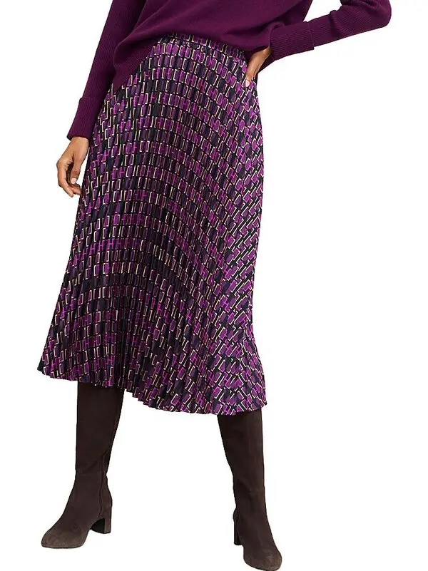 HOBBS LONDON Kayla Pleated Skirt - Purple Multi