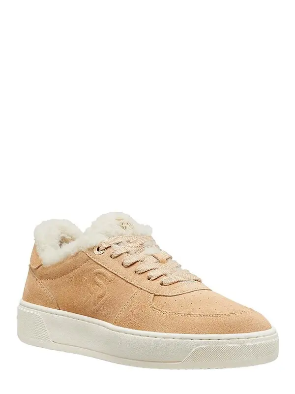 STUART WEITZMAN Courtside Shearling Sneakers - Adobe/butter