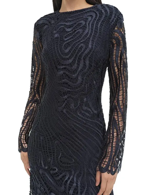 Simkhai Vanina Long Sleeve Lace Midi Dress - Midnight