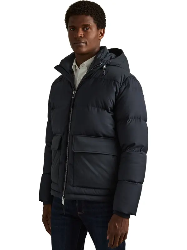 REISS Carston Patch-pocket Quilted Puffer Jacket - Navy