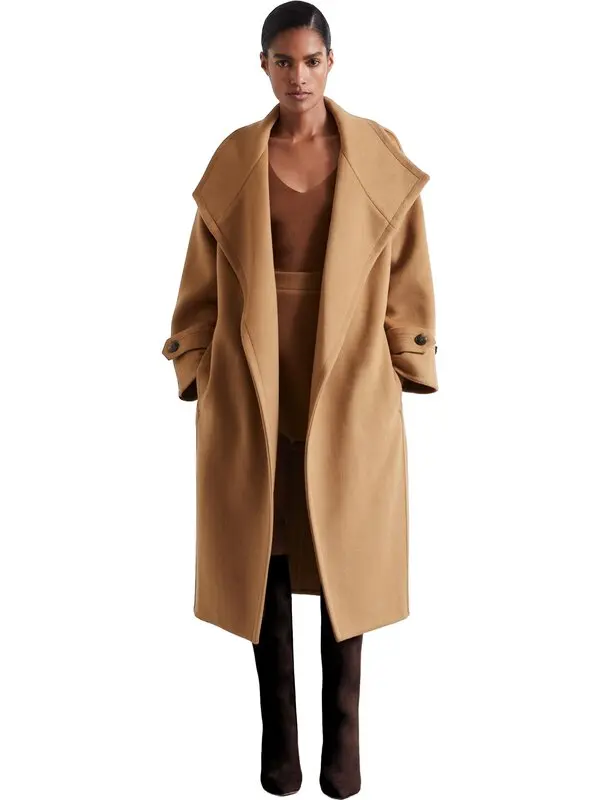 REISS Evelyn Atelier Blindseam Wool And Cashmere Coat - Camel