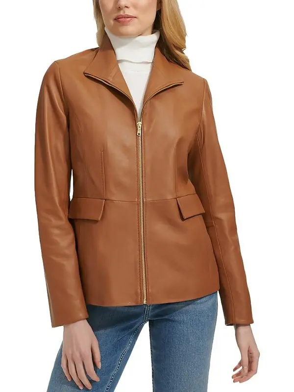Cole Haan Leather Jacket - Hazelnut