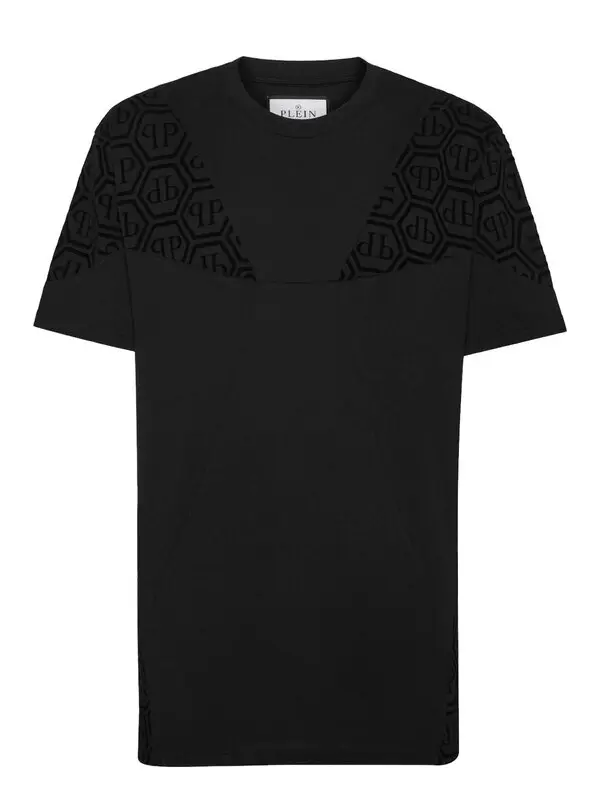 Philipp Plein Logo-panel Cotton T-shirt - Black