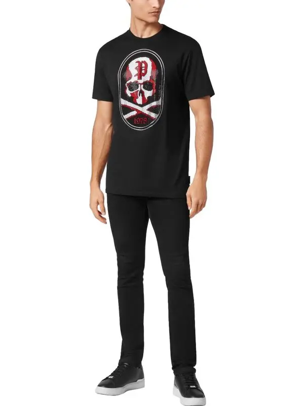 Philipp Plein Skull&bones-patch Cotton T-shirt - Black